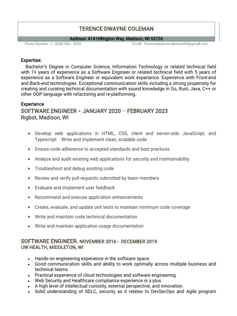 Terence Dwayne Coleman 3 | PDF | Software Development | Computer Programming