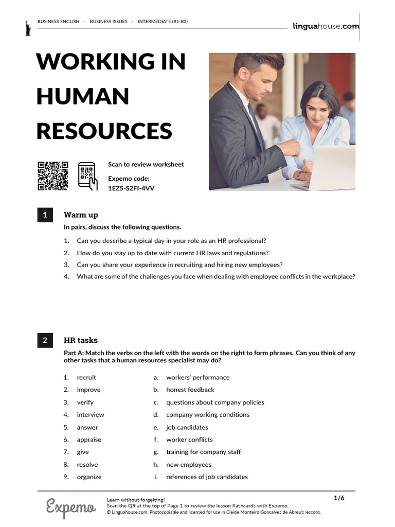 Working in Human Resources American English Student | PDF | Human ...
