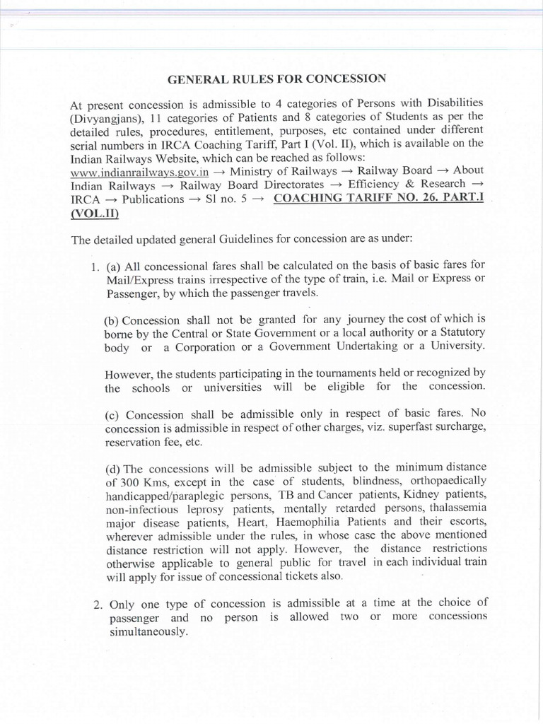 Annexure - 4 - General Rules For Concession | PDF