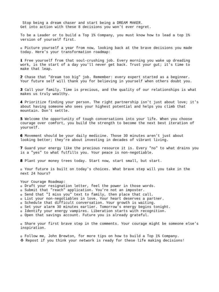 8 Decisions You Won't Ever Regret | PDF