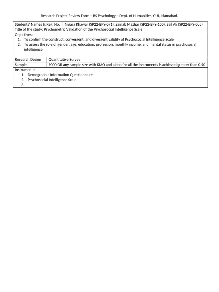 Research Project Review Form | PDF