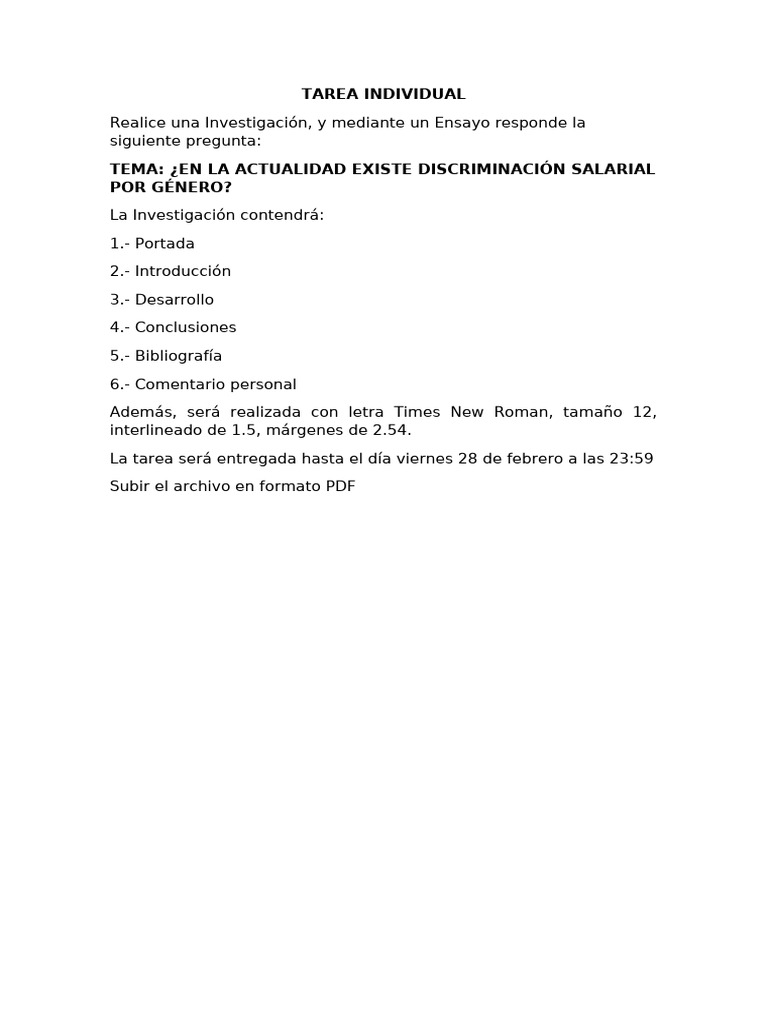 Tarea Individual Primera Parcial Laboral | PDF