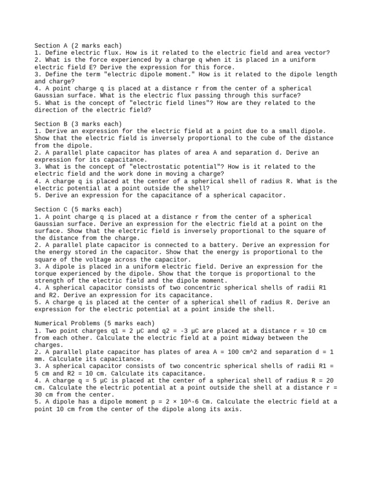 Physics Lesson 1 and 2 Test | PDF | Electric Field | Capacitance