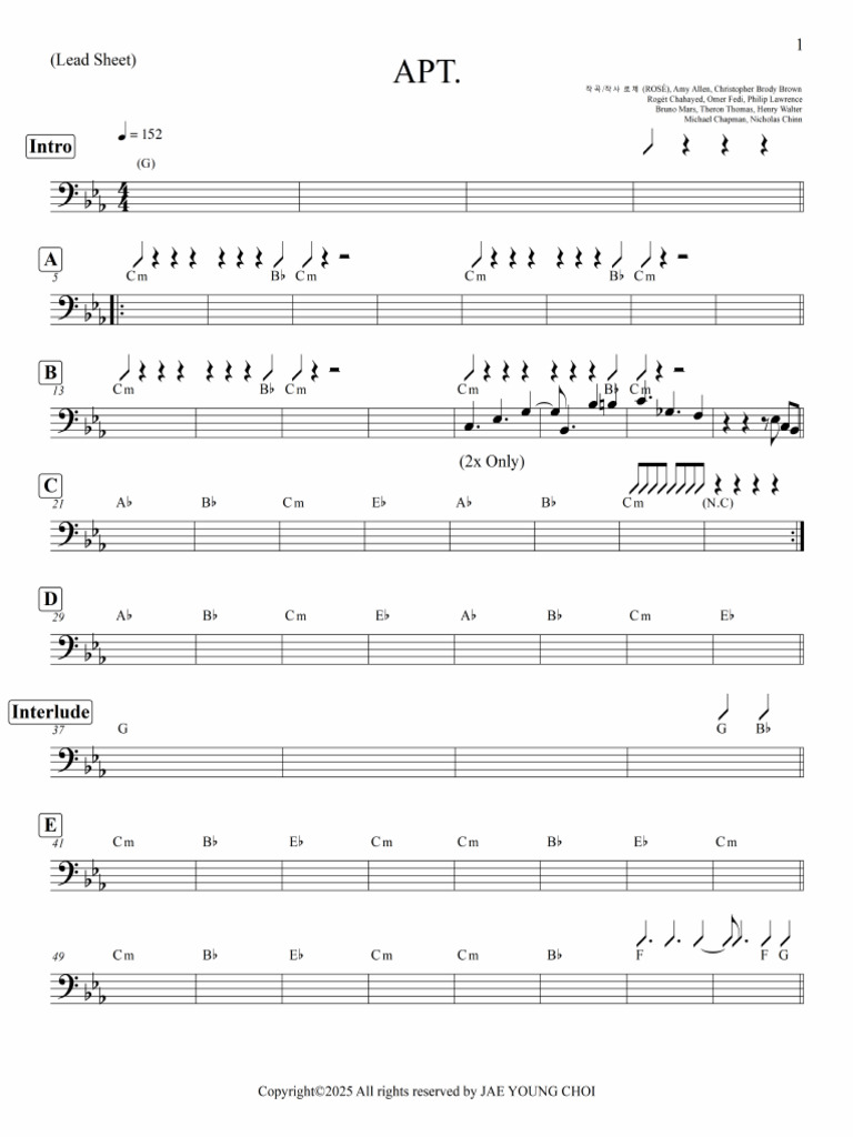 APT - ROSÉ & Bruno Mars (Bass Score) | PDF