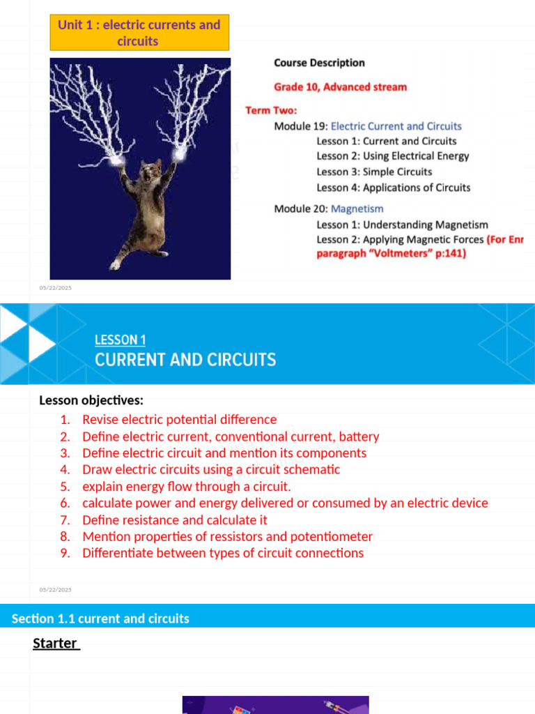 Sec 1.1 Currents and Circuits | PDF | Resistor | Electric Current
