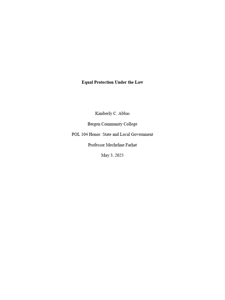 POL 104 - Equal Protection Under The Law | PDF | United States Bill Of ...