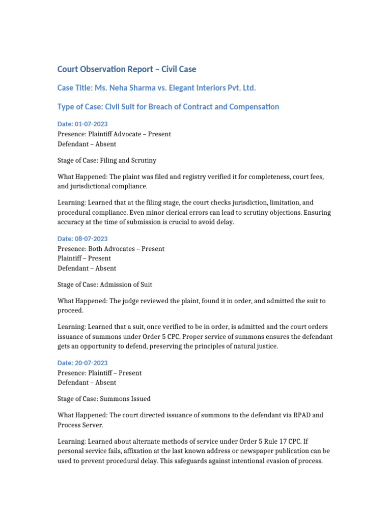 Final Realistic Court Observation Report | PDF | Evidence (Law ...