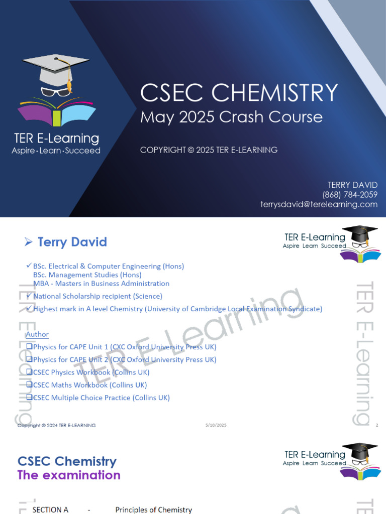 CSEC Chemistry Crash Course 2025 | PDF | Polymers | Polymerization