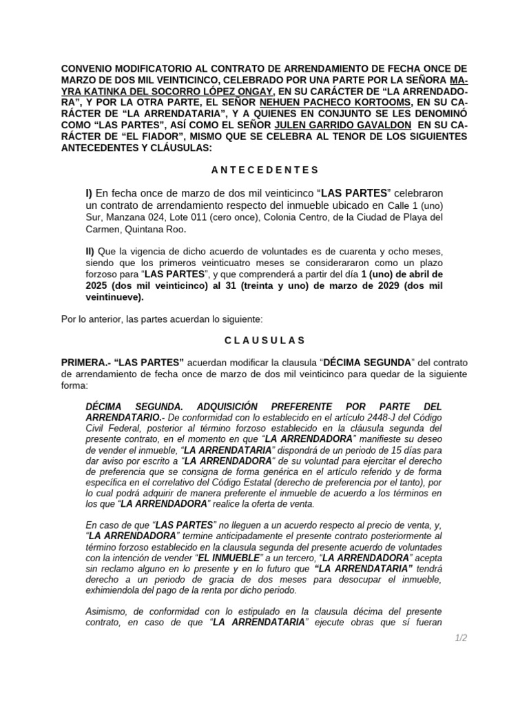 Convenio Modificatorio | PDF