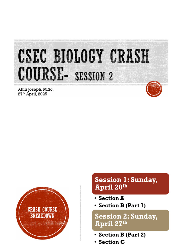 TSH CSEC Biology Crash Course April 2025 Session 2 Solutions | PDF ...