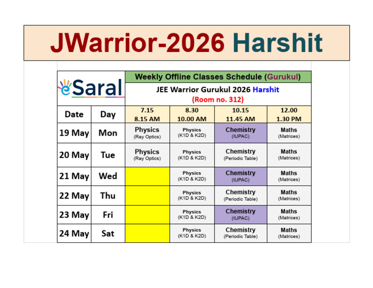 Harshit Revise Schedule-1 | PDF
