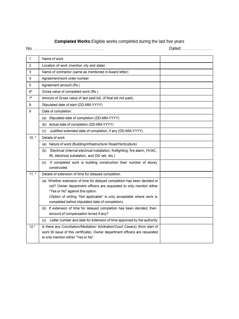 CPWD Work Expreience Format | PDF