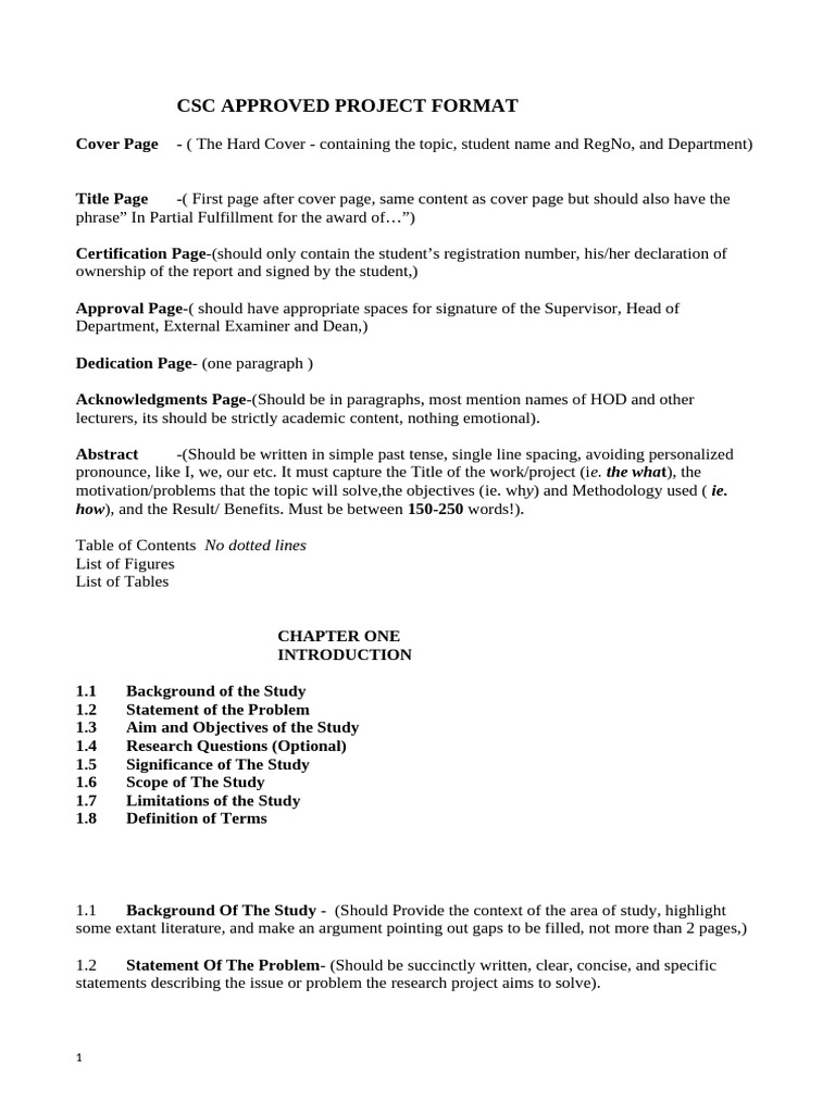 CSC Approved Project Format | PDF | Concept | Theory