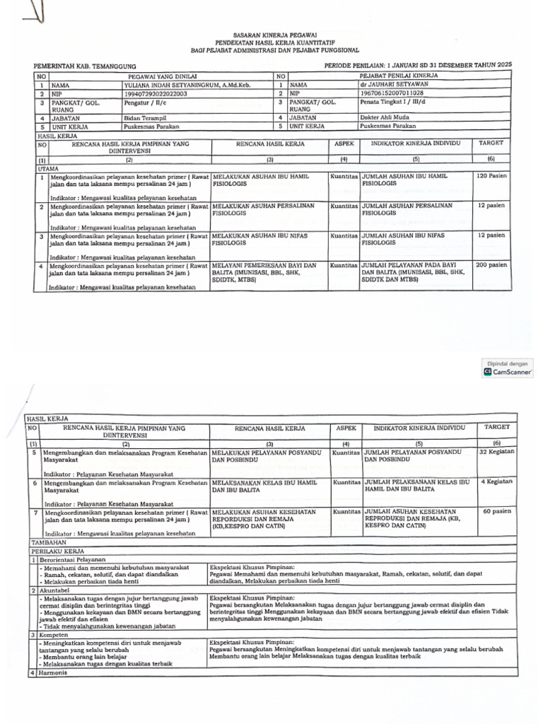Contoh SKP Bidan Tahun 2025 | PDF