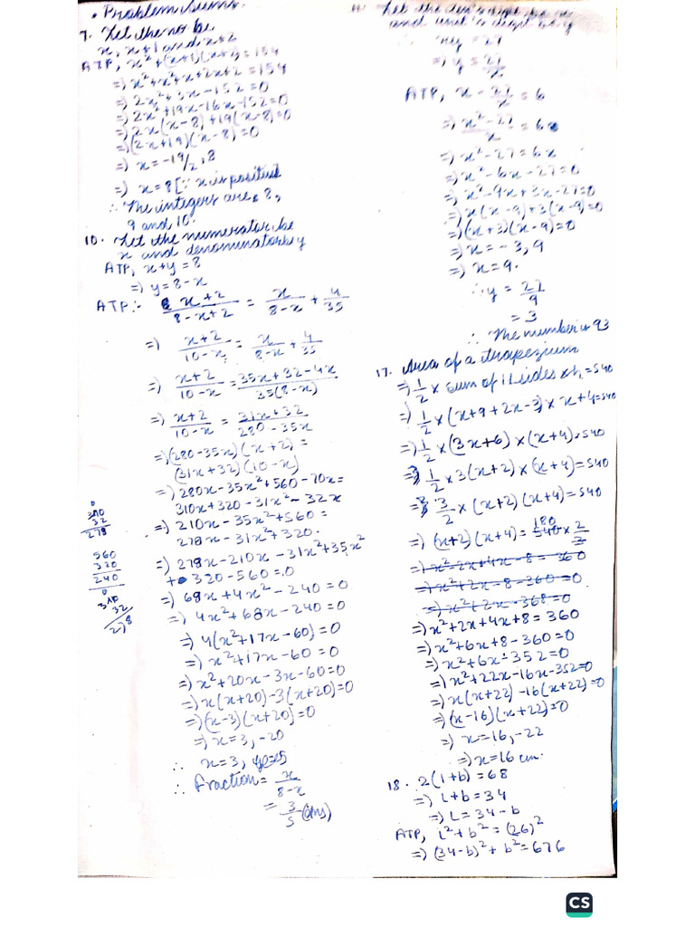 Important Problem Sums On Quadratic Eq. Solutions | PDF