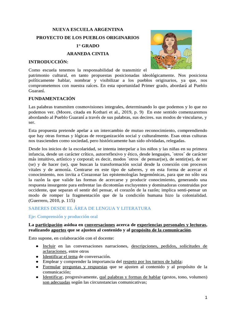 1° grado Pueblos Originarios_ | PDF | Sociedad | Escritura