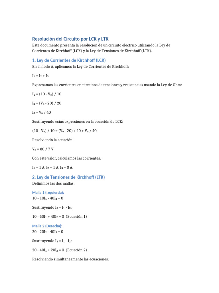 Resolucion Circuito LCK LTK | PDF