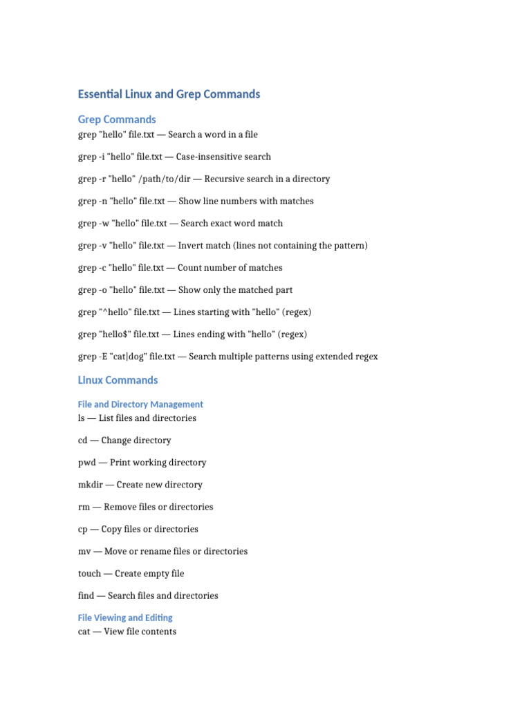 More Linux and Grep Commands | PDF | System Software | Utility Software