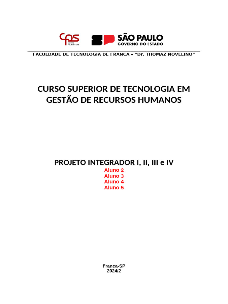 Modelo Preenchimento - Projeto Integrador I, II, III e IV - 2024-2 ...