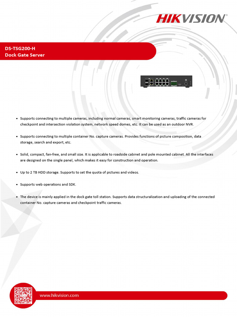 Dock Gate Server DS-TSG200-H Overview | PDF