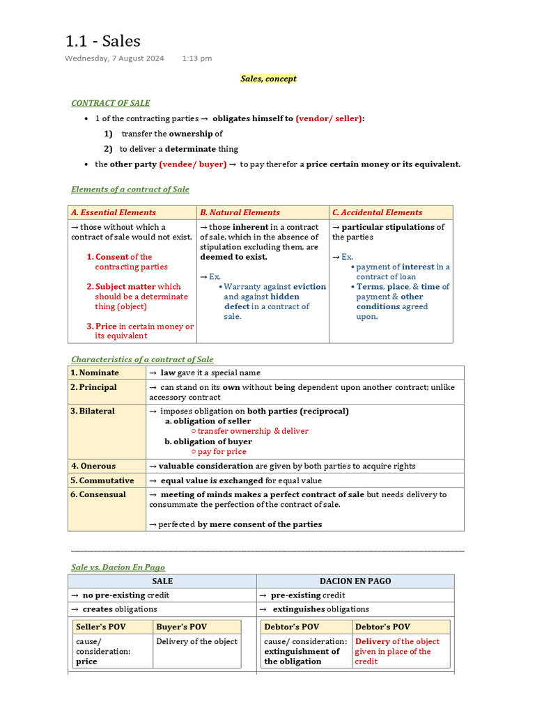 Key Elements of a Sales Contract | PDF | Prices | Sales