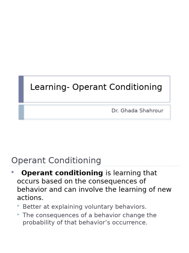 Chapter 6 - Operant Conditioning | PDF | Reinforcement | Psychological ...