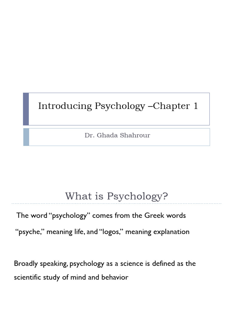 Chapter 1 - Introducing Psychology (2) - Upload | PDF | Psychology ...