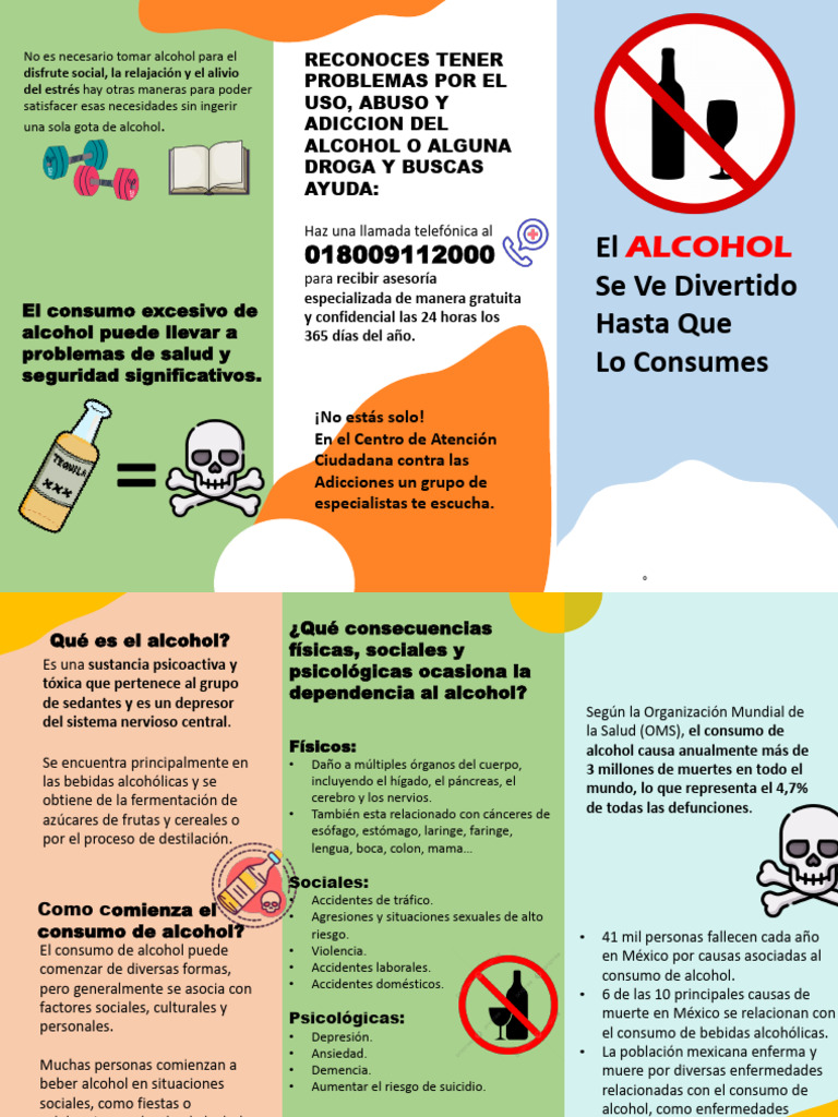 Triptico Campaña en Contra Del Alcohol | PDF | Etanol | Bebidas alcohólicas