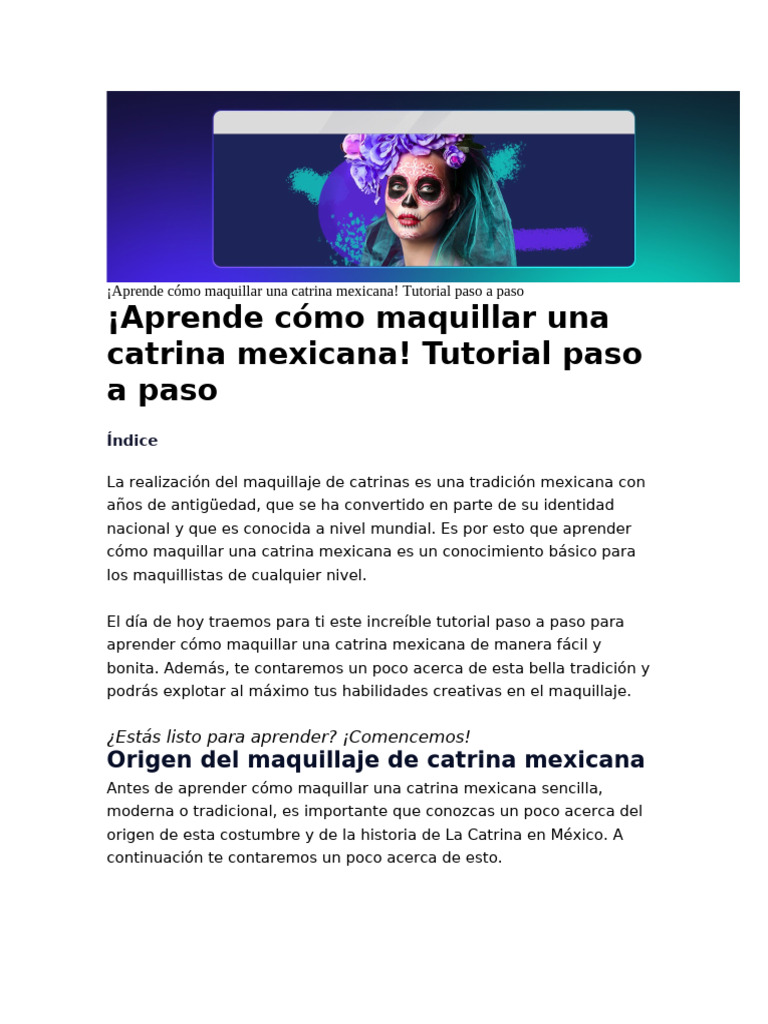 Aprende Cómo Maquillar Una Catrina Mexicana | PDF | Productos cosméticos
