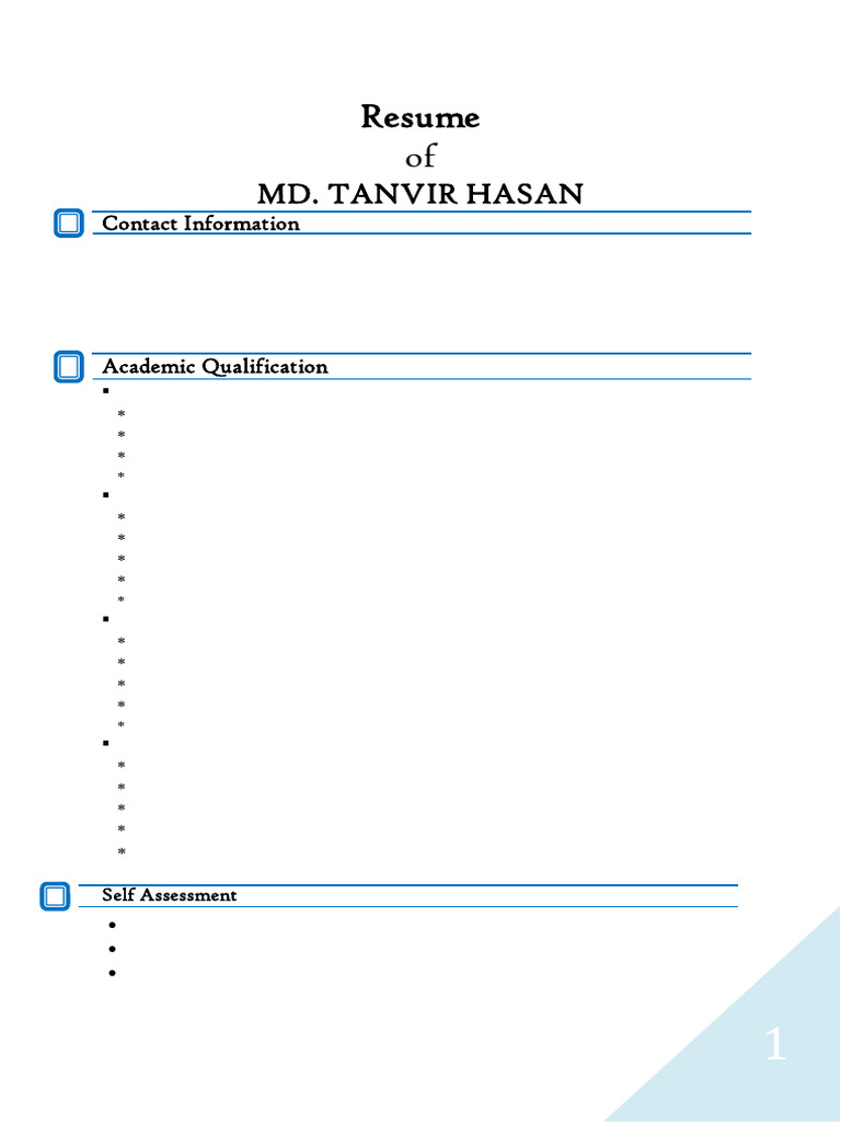 Resume of Md. Tanvir Hasan | PDF