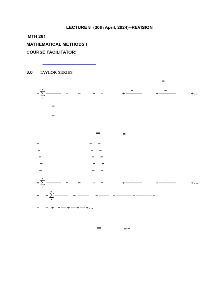 2024 Noun MTH 281 Lecture 8 Revision | PDF | Numerical Analysis | Mathematics Of Computing
