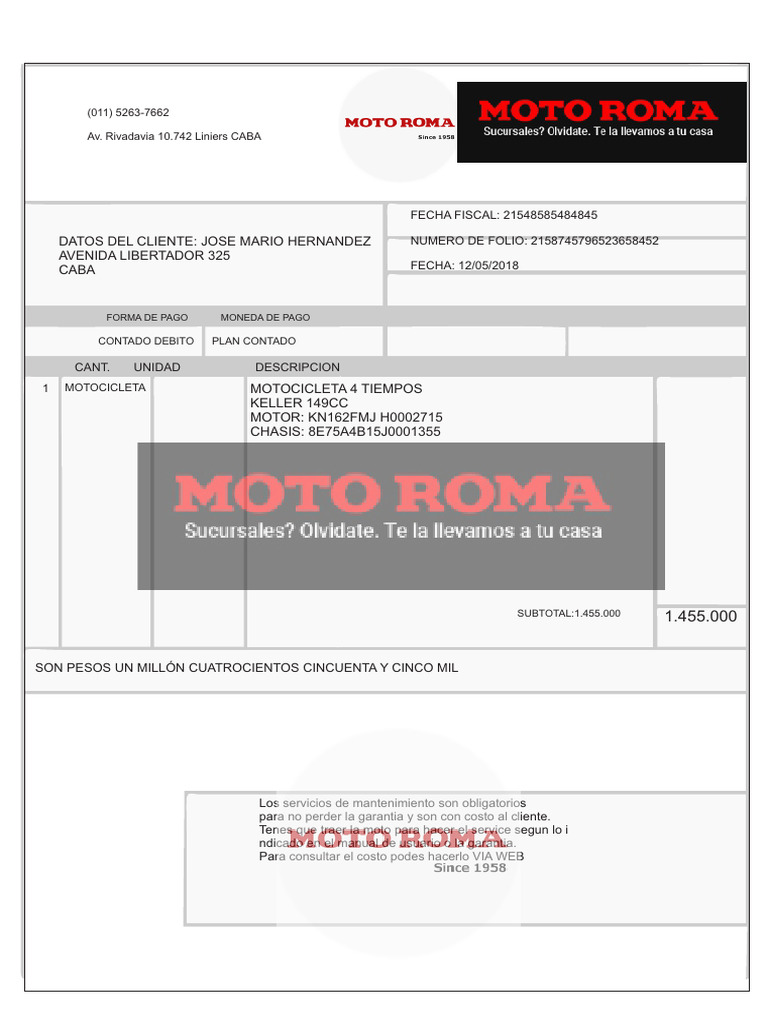 factura moto | PDF