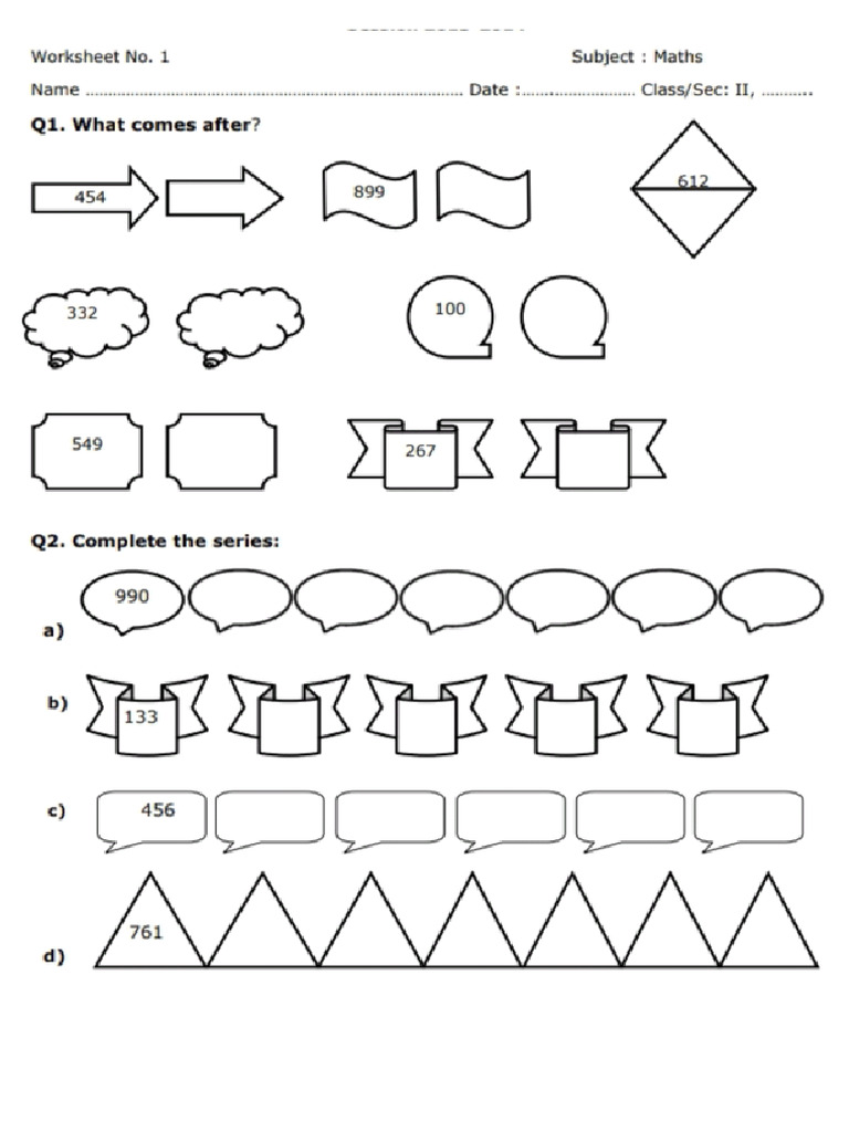 Mathe Summer Vacation Holiday Homework Class 2 | PDF