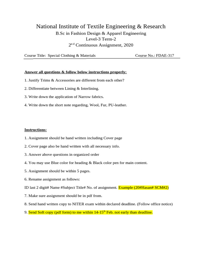 Assignment-02, Special Clothing - Materials | PDF