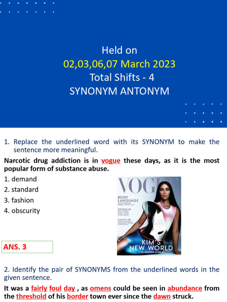 016) 2023 SSC Exams Syno Anto PDF - PDF | PDF