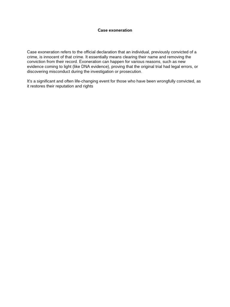 Understanding Case Exoneration Process | PDF