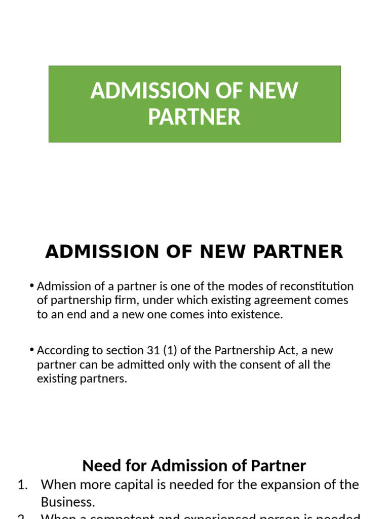 Admission of New Partner | PDF | Goodwill (Accounting) | Economies