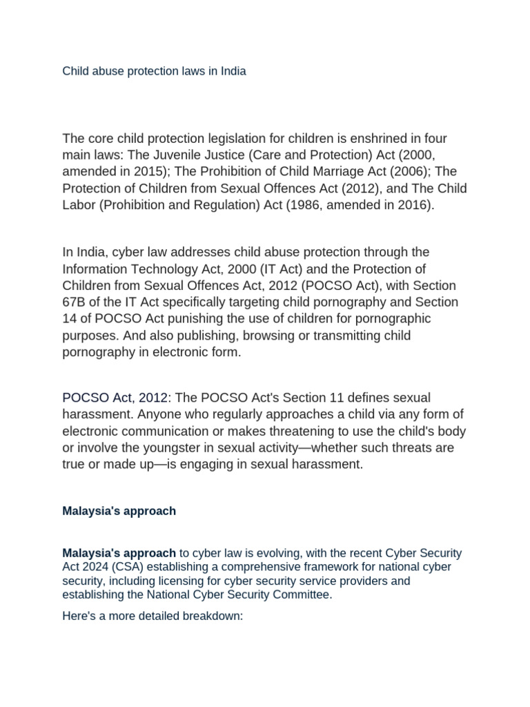 Child Abuse Protection Laws in India | PDF | Computer Security | Security