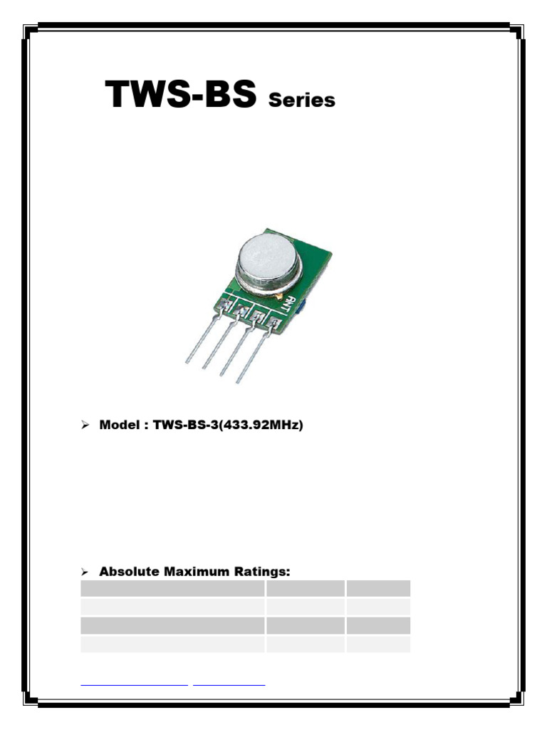 TWS-BS-3 433.92MHz ASK RF Transmitter Module Data Sheet | PDF