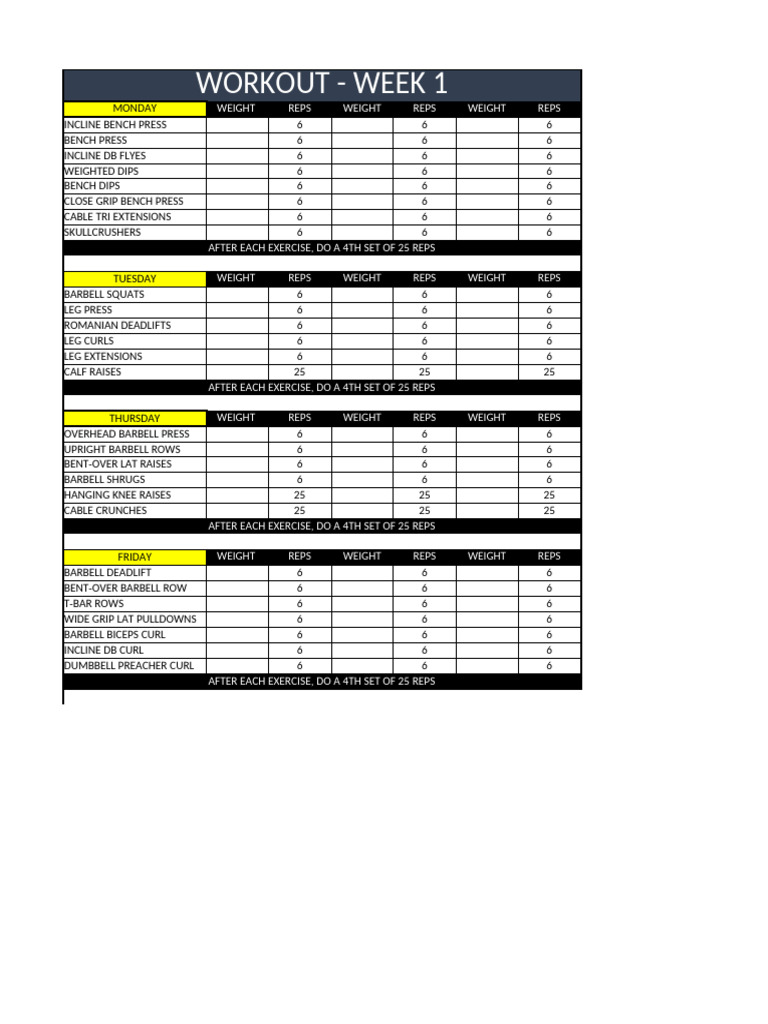 Mass Builder Workout - Offseason | PDF | Management Of Obesity | Physical Fitness