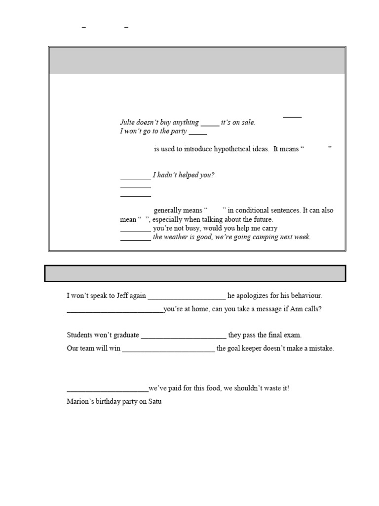 Advanced - 1 - Exercise - 17 - Conditionals - Unless, Supposing, As ...
