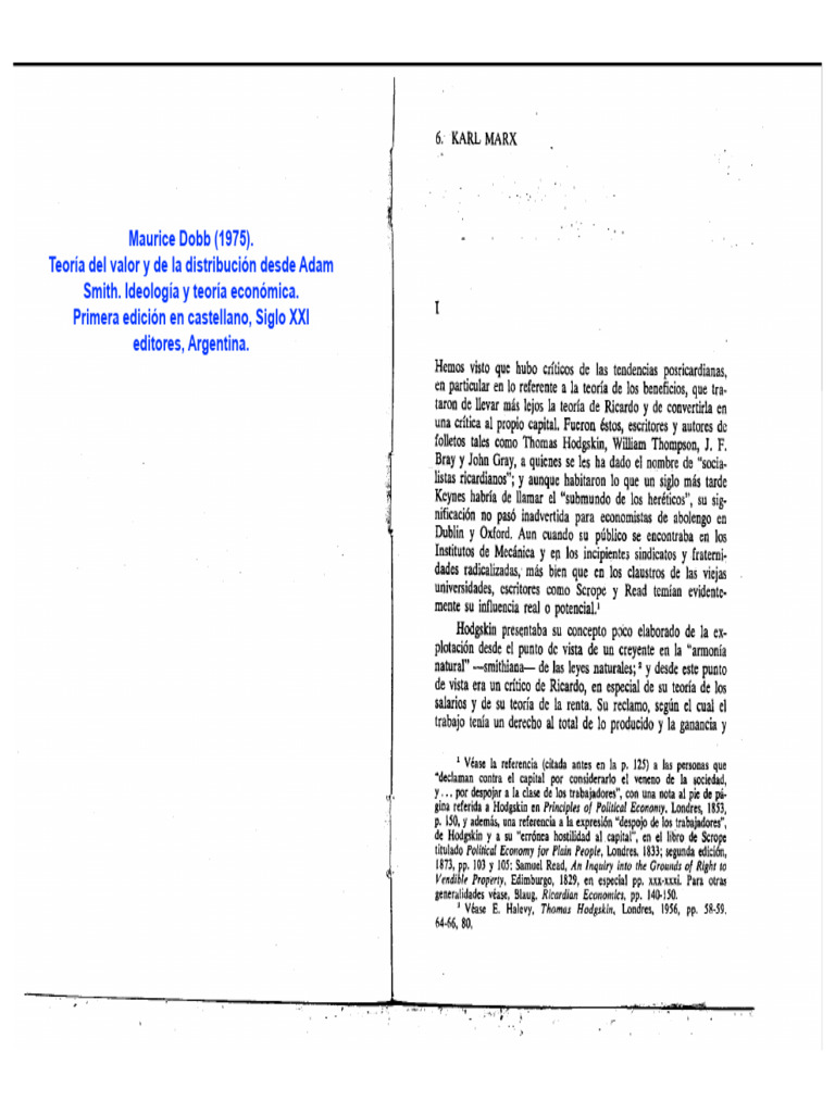 Dobb 1975 Cap. 6. Karl Marx | PDF