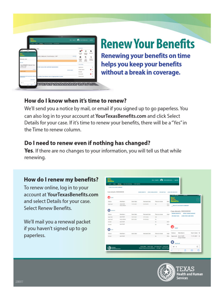 HHSC Aes End of Phe Renewing Your Benefits Flyer | PDF