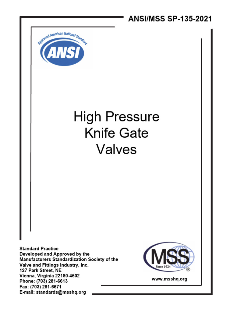Ansi Mss SP 135 2021 Preview | PDF | Pipe (Fluid Conveyance) | Valve
