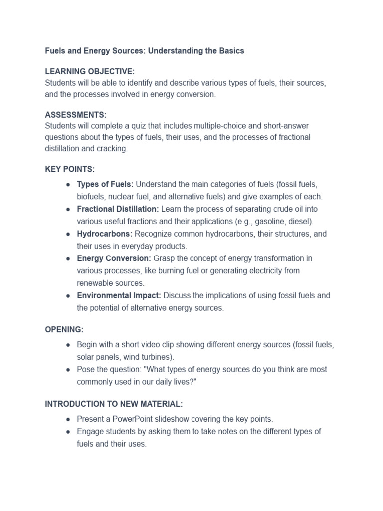 Grade 9 Integrated Science Week 4 Lesson Plan | PDF | Fuels | Energy ...
