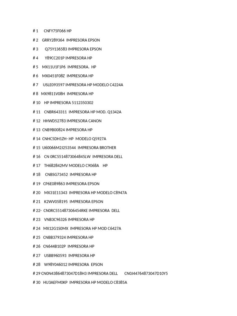 Folios Impresoras. | PDF