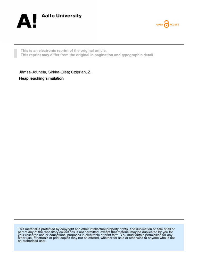 Heap Leaching Simulation | PDF