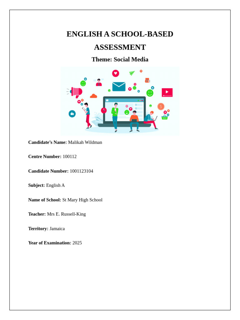 English Language Sba Completed | PDF | Social Media | Popular Culture ...
