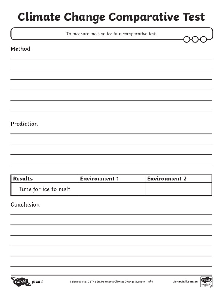 Climate Change Comparative Test Activity Sheet | PDF