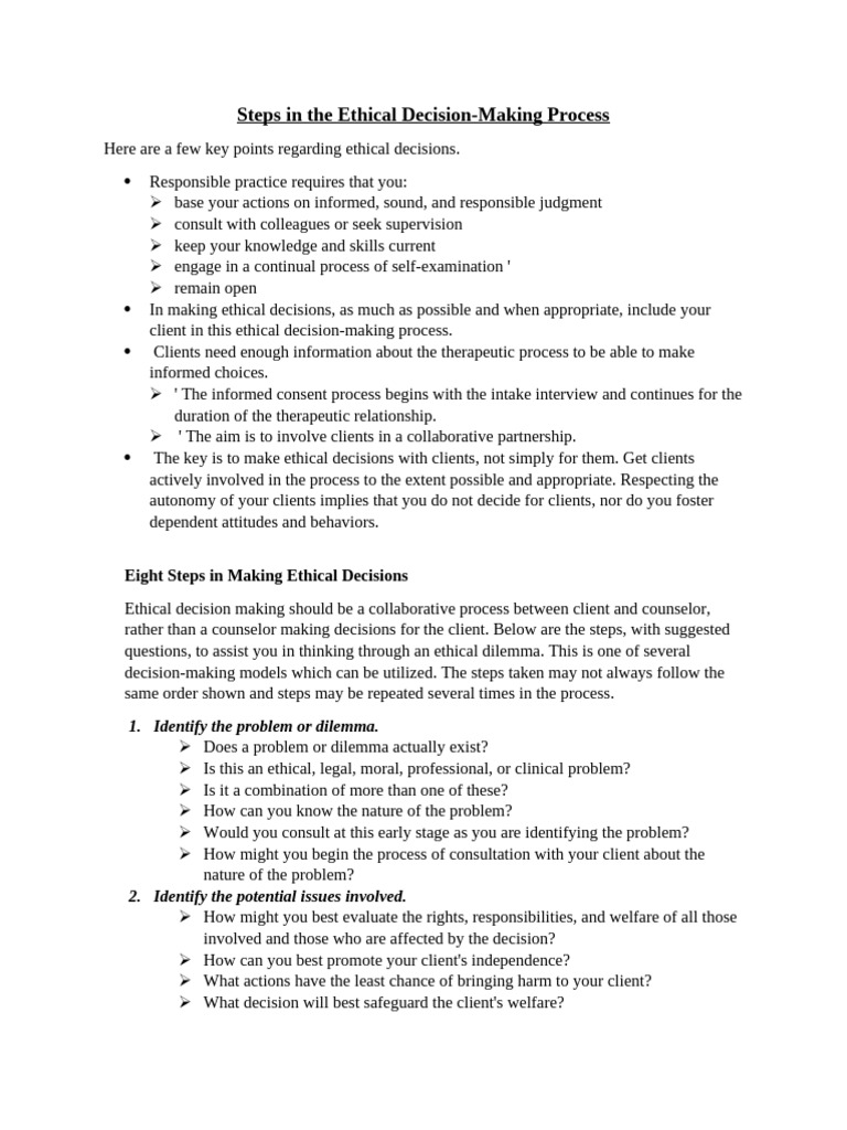 Ethical Decision-Making Steps Guide | PDF | Decision Making | Social ...